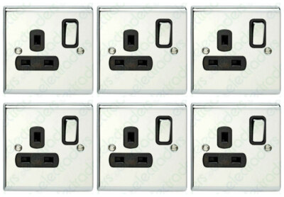 6 x Deta SD1207CHB Switched Sockets Outlet 13 Amp 1 Gang Polished ...