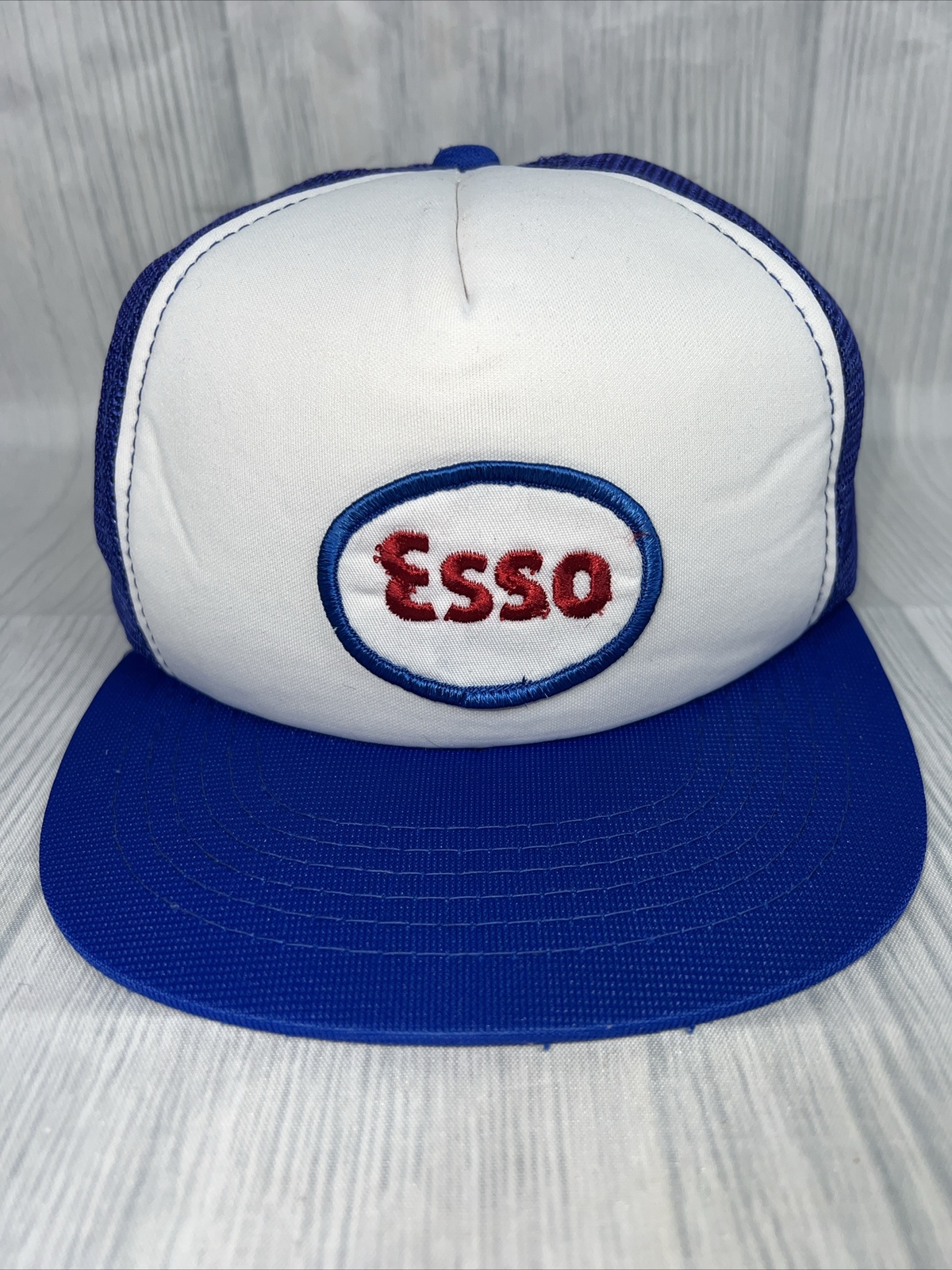 RARE Vintage ESSO Oil Patch Cap Mesh Trucker Hat Snap… - Gem