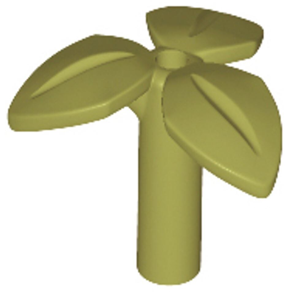 LEGO #37695 x10 Olive Green Plant Stem 3 Leaves on Bar Top Bottom Pin ...