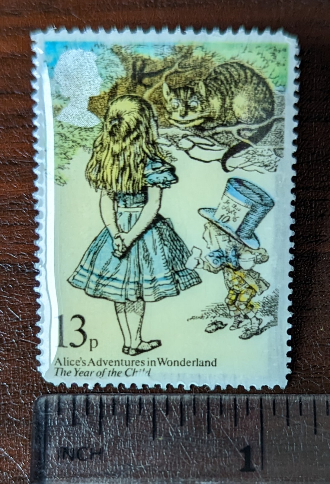 Alice In Wonderland 13 Pence Postage Stamp Pin in Box, Handmade In San ...