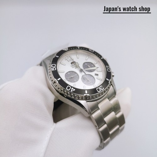 ORIENT Mako RN-TX0203S White Panda Solar Chronograph Men's Watch New in ...