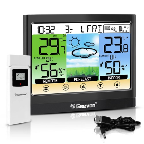 Weather Station Wireless Indoor Outdoor Thermometer Hygrometer with Dew ...