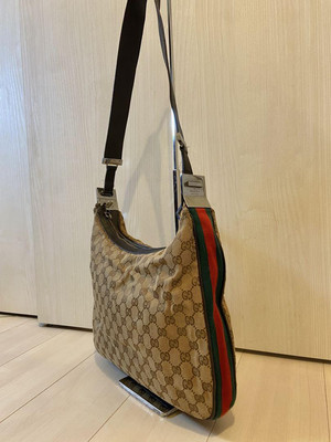 GUCCI Shoulder Bag Canvas Brown GG Pattern Sherry Line GUCCI Shoulder Bag Canvas Brown GG Pattern Sherry Line