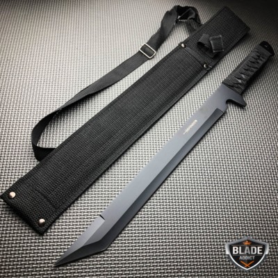18" SURVIVAL HUNTING Tactical Full Tang FIXED BLADE MACHETE Knife Ninja ...