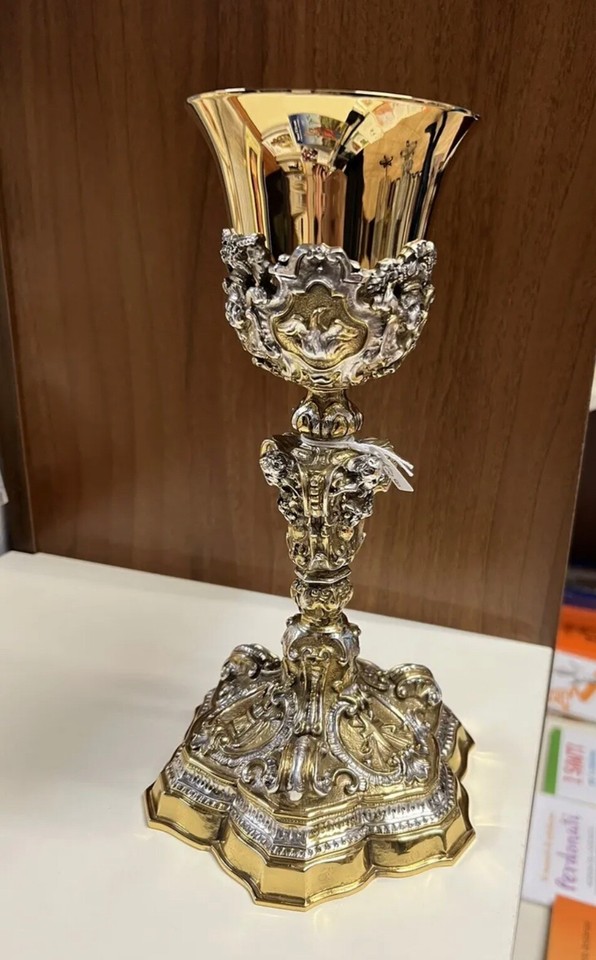 HAND-CHISELED COLOR SILVER CHALICE 27 Cm Made In Italy New | eBay
