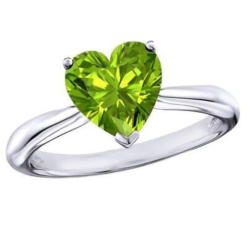 Peridot Heart Solitaire Ring 14k White Gold Plated Sterling Silver | eBay