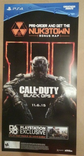 Call of Duty Black Ops 3 Nuketown Gamestop Promo PS4 Poster 12"x24" 2 ...