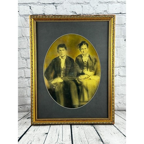 Antique Sepia Portrait Of Couple In Ornate Gold Frame Under Glass ...
