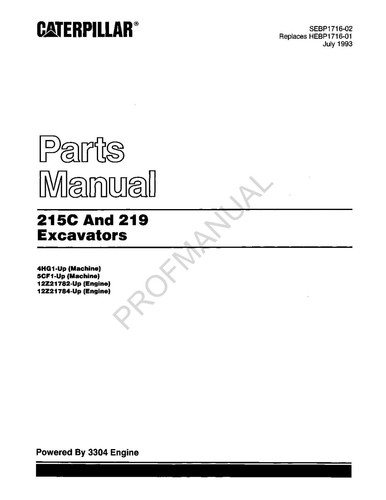 Caterpillar Cat 215C 219 Excavator Parts Catalog Manual | eBay