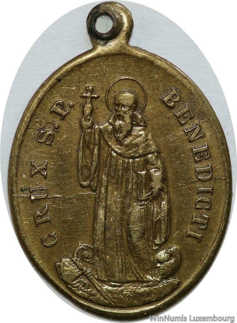 E7597 Medal Papal States Vatican Crux SP Benedicti CSPB Cross IHS ...