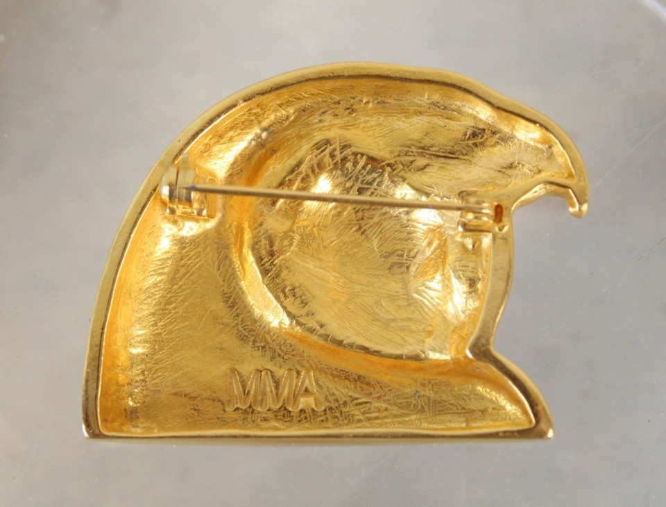 Signed MMA 24K Gold Electroplated Horus Egyptian Falcon Sky God Brooch ...