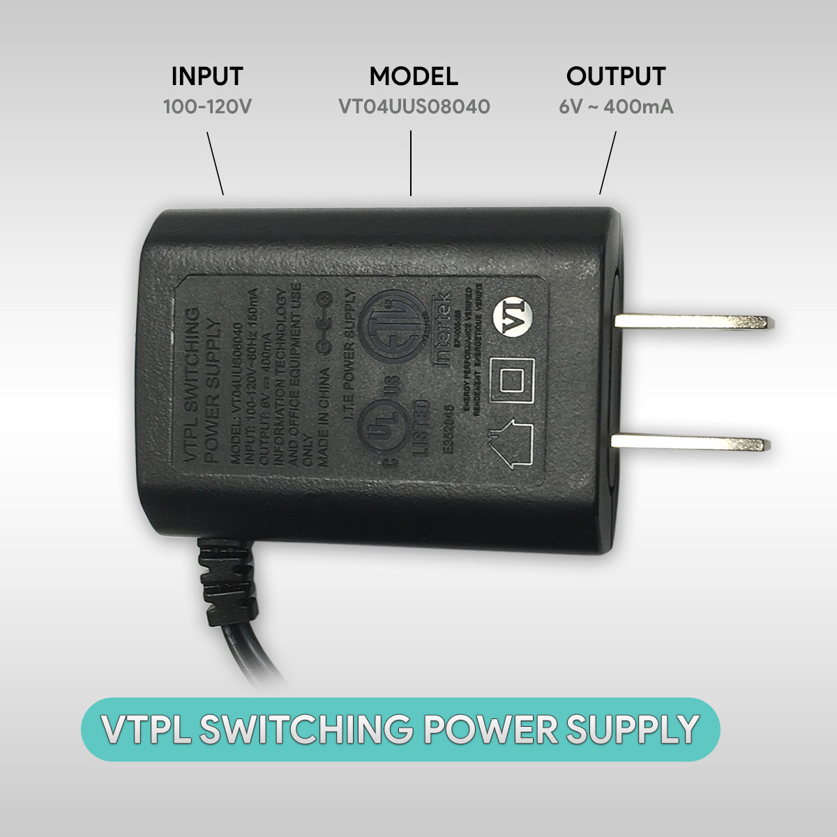 VTech VT05UUS06040 AC Power Adapter 6V 400mA for At&t EL52313 Cordless ...