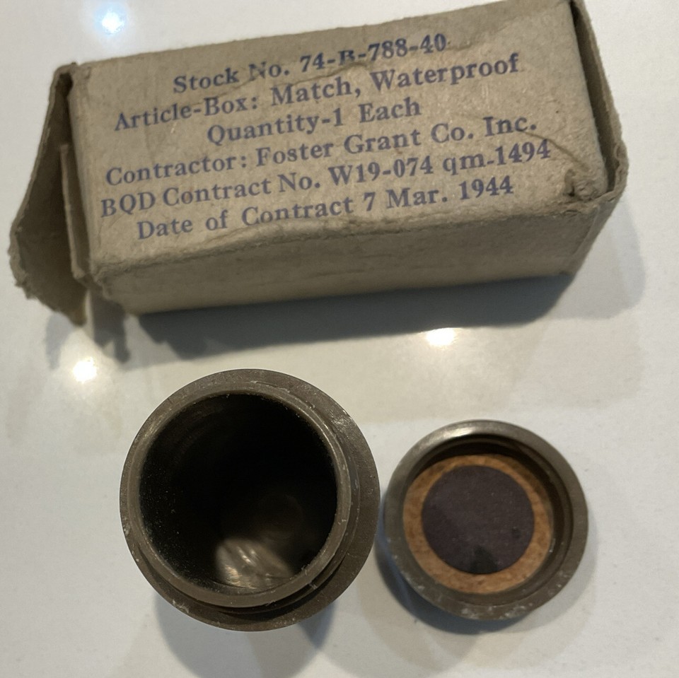 Original WWII U.S. Army Survival Filed Match Box Waterproof Matches ...