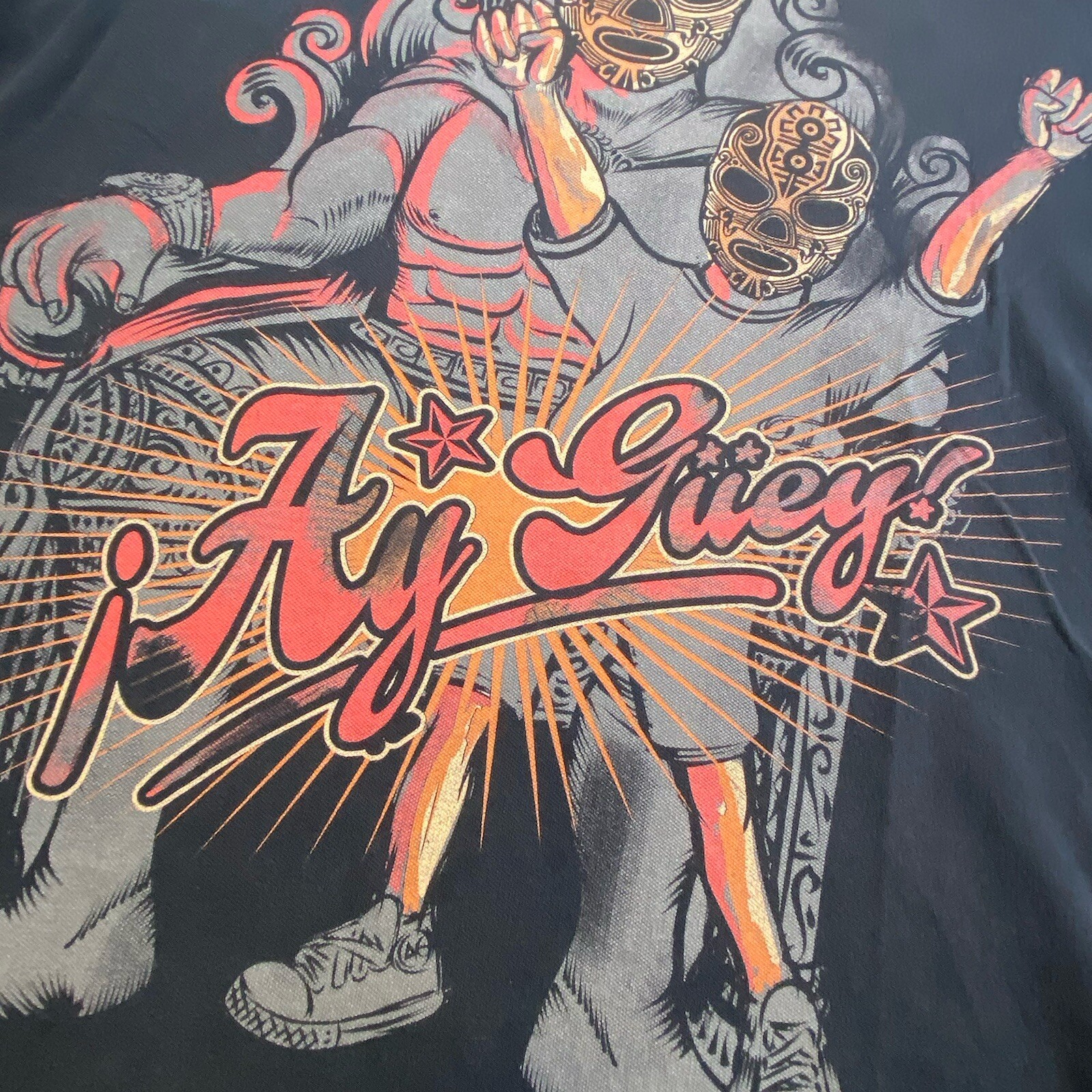 Ay Guey! Mexican Wrestler Black Graphic T Shirt Sz L - Gem