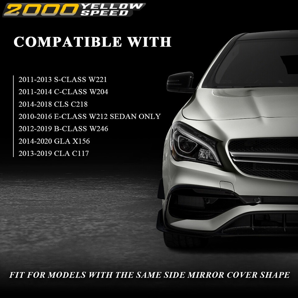 Fit For Mercedes Benz W204 W221 W212 C207 C63 Mirror Cover Caps Glossy ...