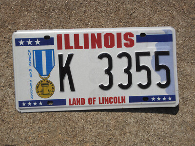 Illinois Korean War Veteran License Plate K3355 WV Military Air Force ...