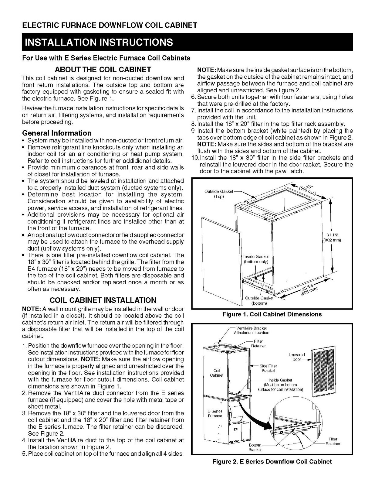 1006731 Nordyne Downflow Coil Cabinet / Box for Mobile Home Electric ...
