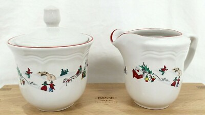 Farberware WHITE XMAS Creamer Sugar Bowl 3 Pc. Set Katherine Babanovsky ...
