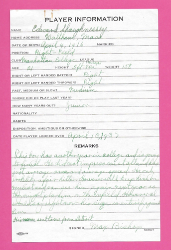 1937 Detroit Tigers Scouting Report signed MAX BISHOP star of ...