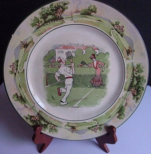 1910 Victor Venner "Deucel" Tennis Plate WARWICK WARE Porcelain Antique ...