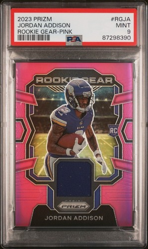 2023 Prizm Jordan Addison Rookie Gear Pink Prizm Jersey RC #RG-JA - PSA ...