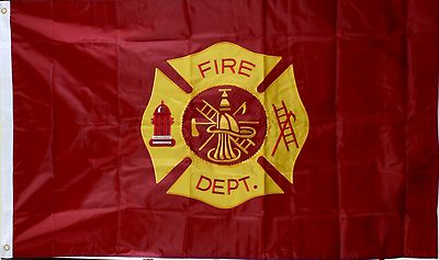 Fire Department Flag 3'x5' Double Sided, Embroidered | eBay