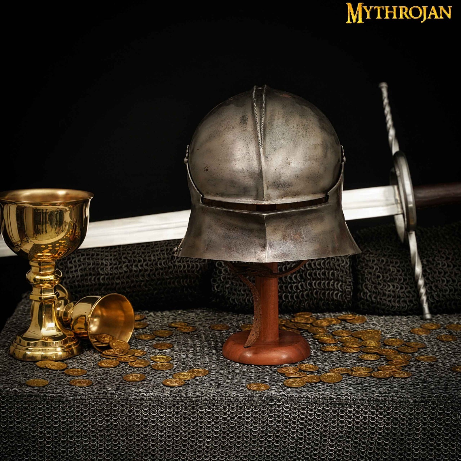 Wooden Helmet Stand for Medieval Head Armor Display Brown Wood Hat ...