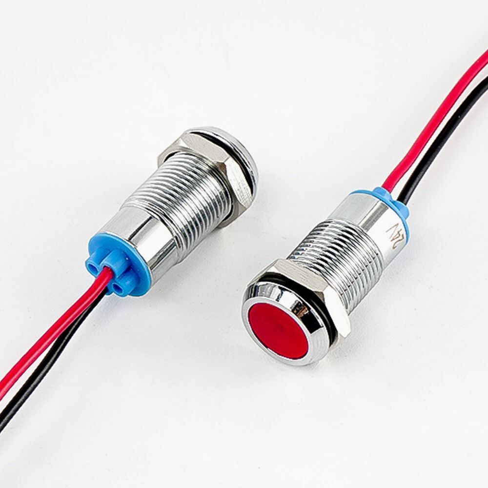 220V Power Pilot Wires Switch LED Indicator Pilot Light Signal Lamp ...