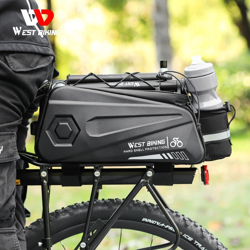 WEST BIKING Waterproof Bike Hard Shell Trunk Bag Bicycle Rear Rack Pack ...