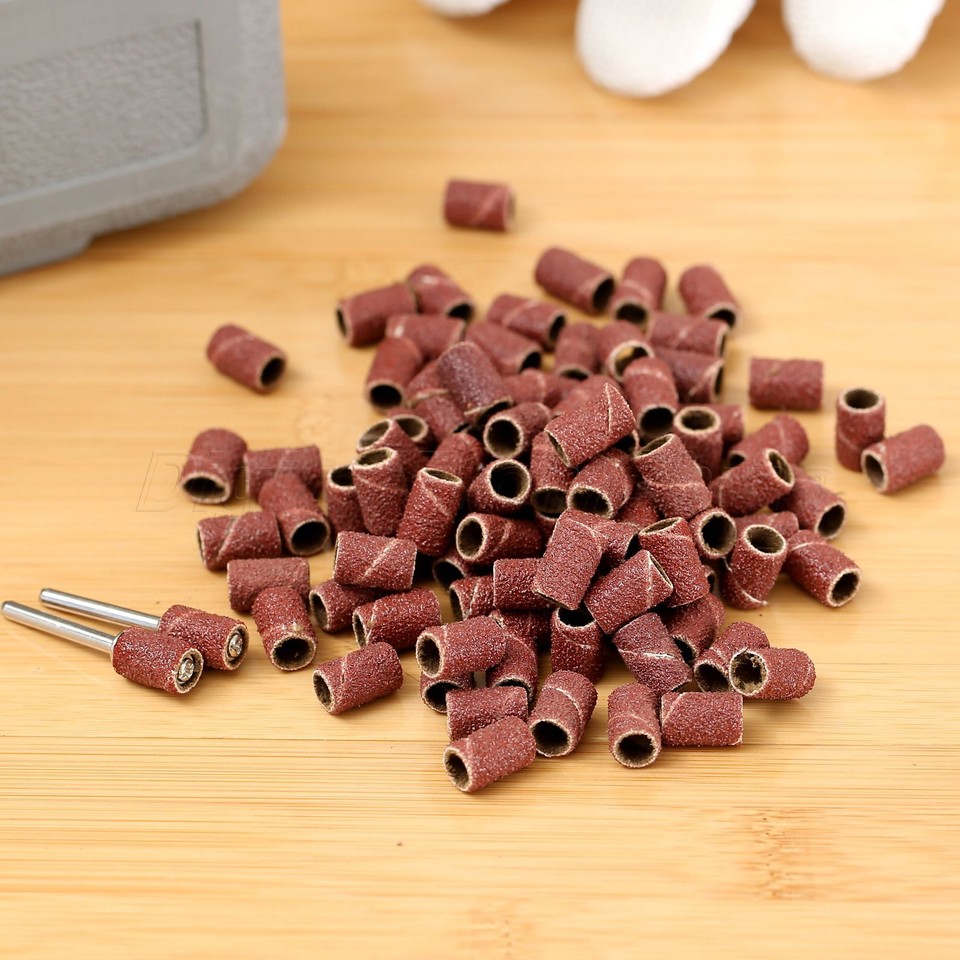 100pcs 80# Sanding Drum Sand Bands Shank Rotary Tool W/2 Mandrels for ...