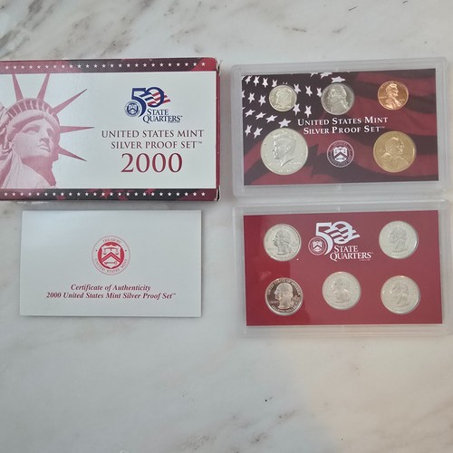 2000-S US Mint Silver Proof Set 10 Coins OGP Box & COA 90% Silver ...