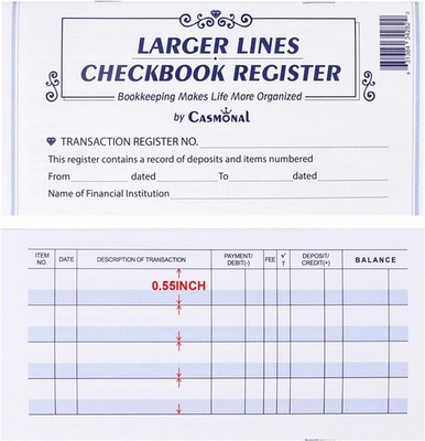 Larger Lines 20 Pack Checkbook Register, Check Registers for Personal ...