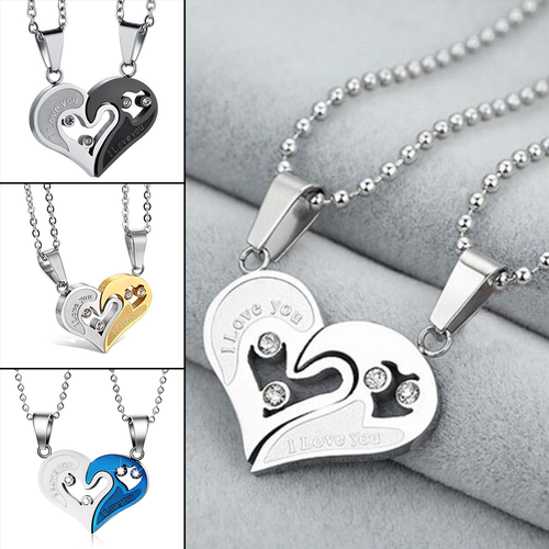 Valentine's Stainless Steel Lover Couple Necklace I Love You Heart ...