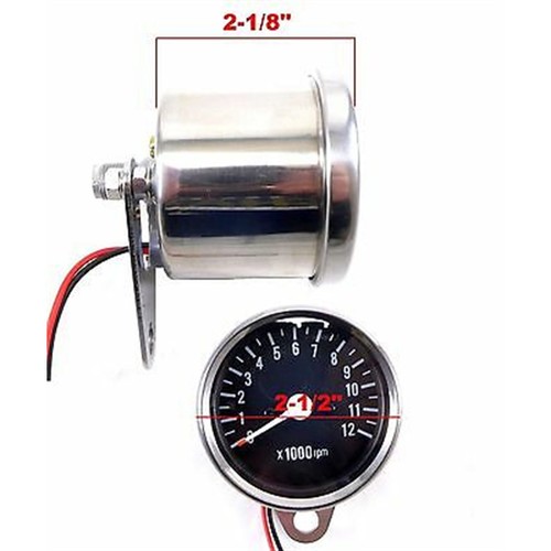 Chrome Tachometer - 0-12,000 RPM - Ratio 1:4, for Motorcycles 14-20113 ...