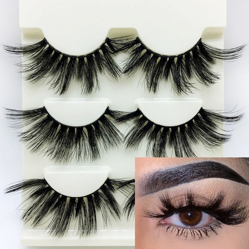 Wispy Cross False Eyelashes 3D Soft Mink Hair Eye Lashes Extension 25mm ...