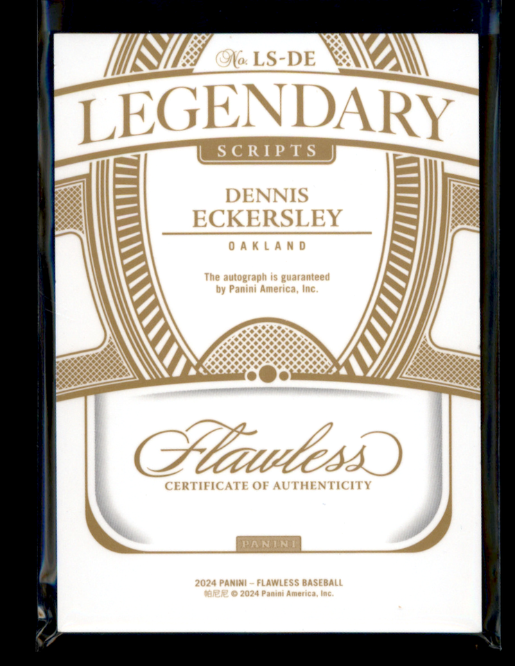 2024 Panini Flawless LS-DE Dennis Eckersley Scripts Ruby Auto 3/20 Athletics | eBay