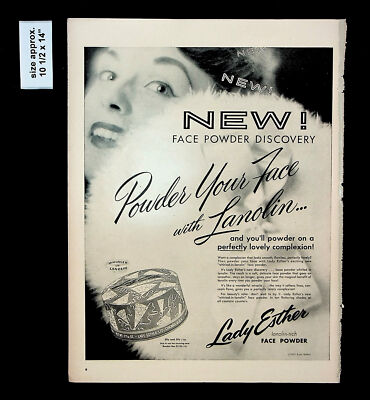 1955 Lady Esther Lanolin Rich Face Powder Makeup Woman Vintage Print Ad ...