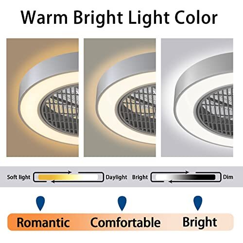 Enclosed Ceiling Fans with Lights Remote Control, Low Profile Ceiling ...