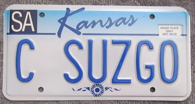 Kansas 1999 VANITY License Plate SEE SUSIE GO | eBay