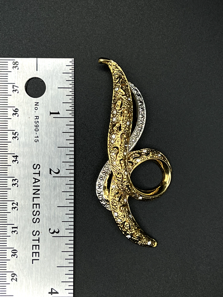 Vintage Glamorous Gold And Silver-Tone Rhinestone Brooch Pin | eBay