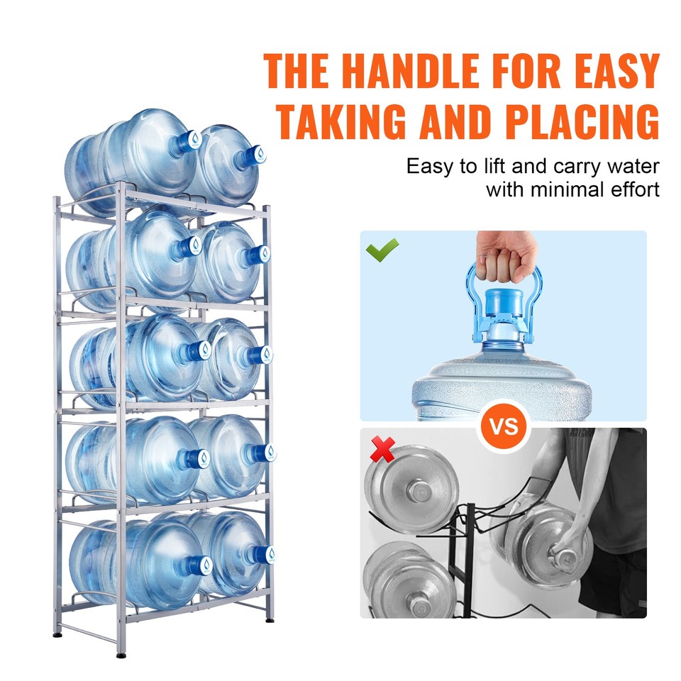 Uimoso 5-Tier Water Jug Holder Double Row Water Jug Rack 10 Bottles ...