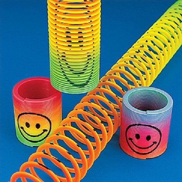 48x Mini Rainbow Smiley Face Spring Slinky Party Loot Bags Pinata UK ...