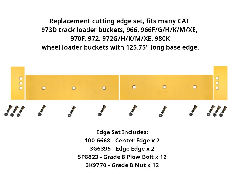 Cutting Edge Set 100-6668, 3G6395, fits many CAT 966-972 Wheel Loaders ...