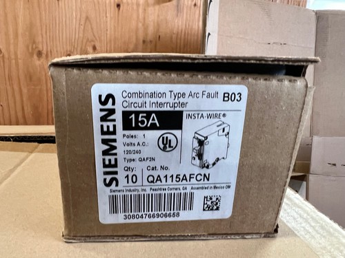10 SIEMENS QA115AFCN 15amp AFCI PLUG ON NEUTRAL new | eBay