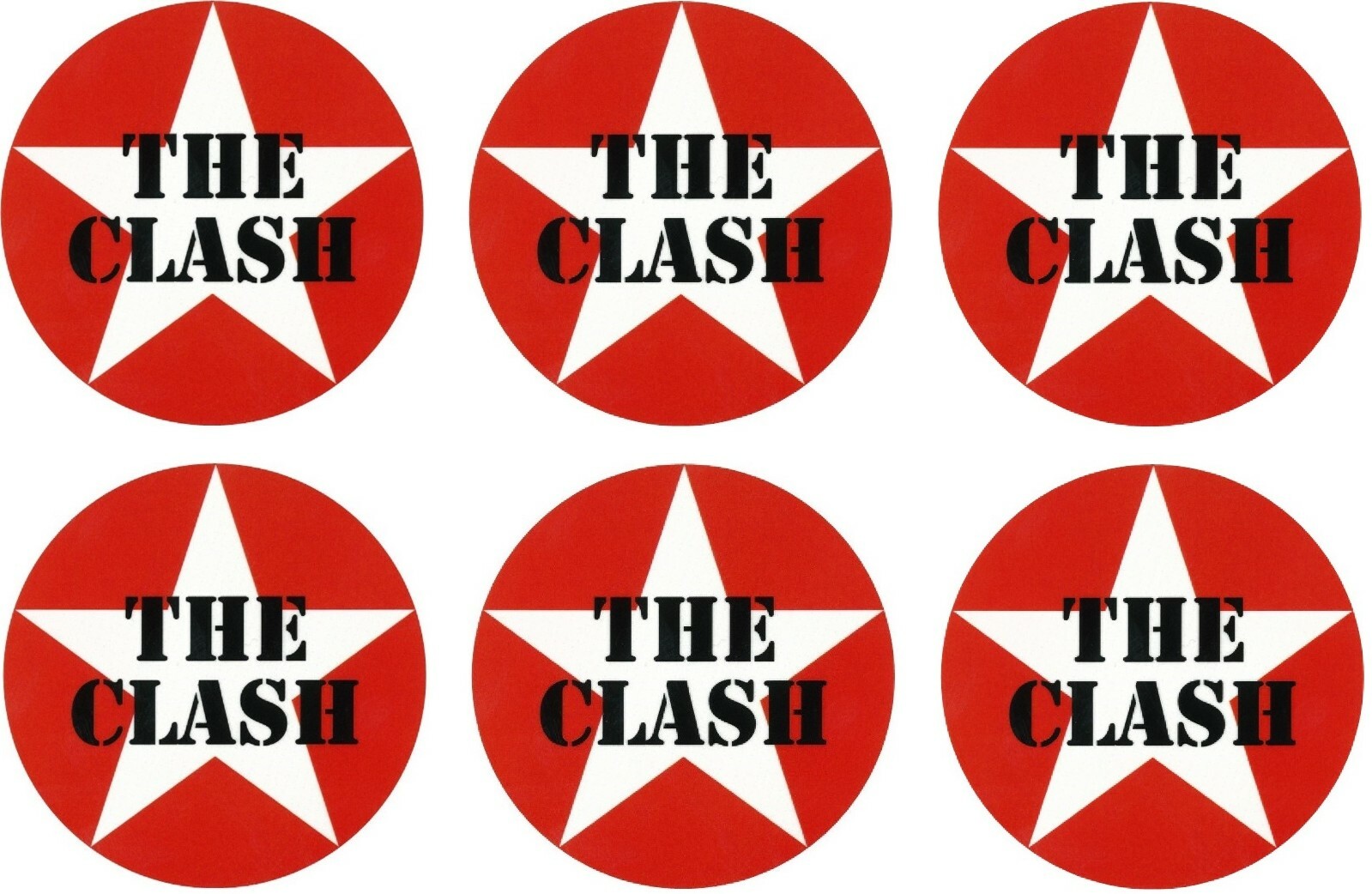 The Clash Star Logo Stickers [Set of 6] Classic Punk Rock Symbol ...