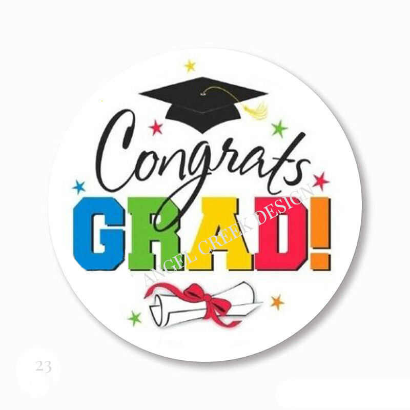 Rainbow Congrats Grad Labels Graduation Favors Scrapbook Stickers ...