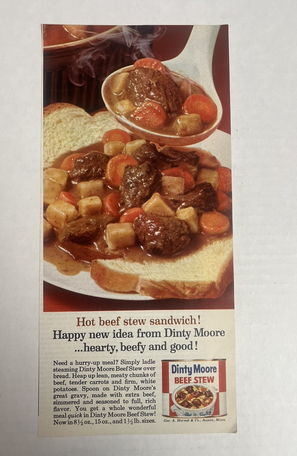 1962 Dinty Moore Beef Stew Hormel Vintage Original Print Ad | eBay