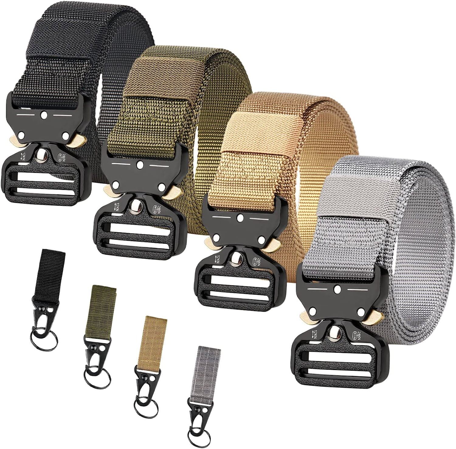 4Pack Tactical Belts for Men Work Belt Military Belt Utility Nylon ...
