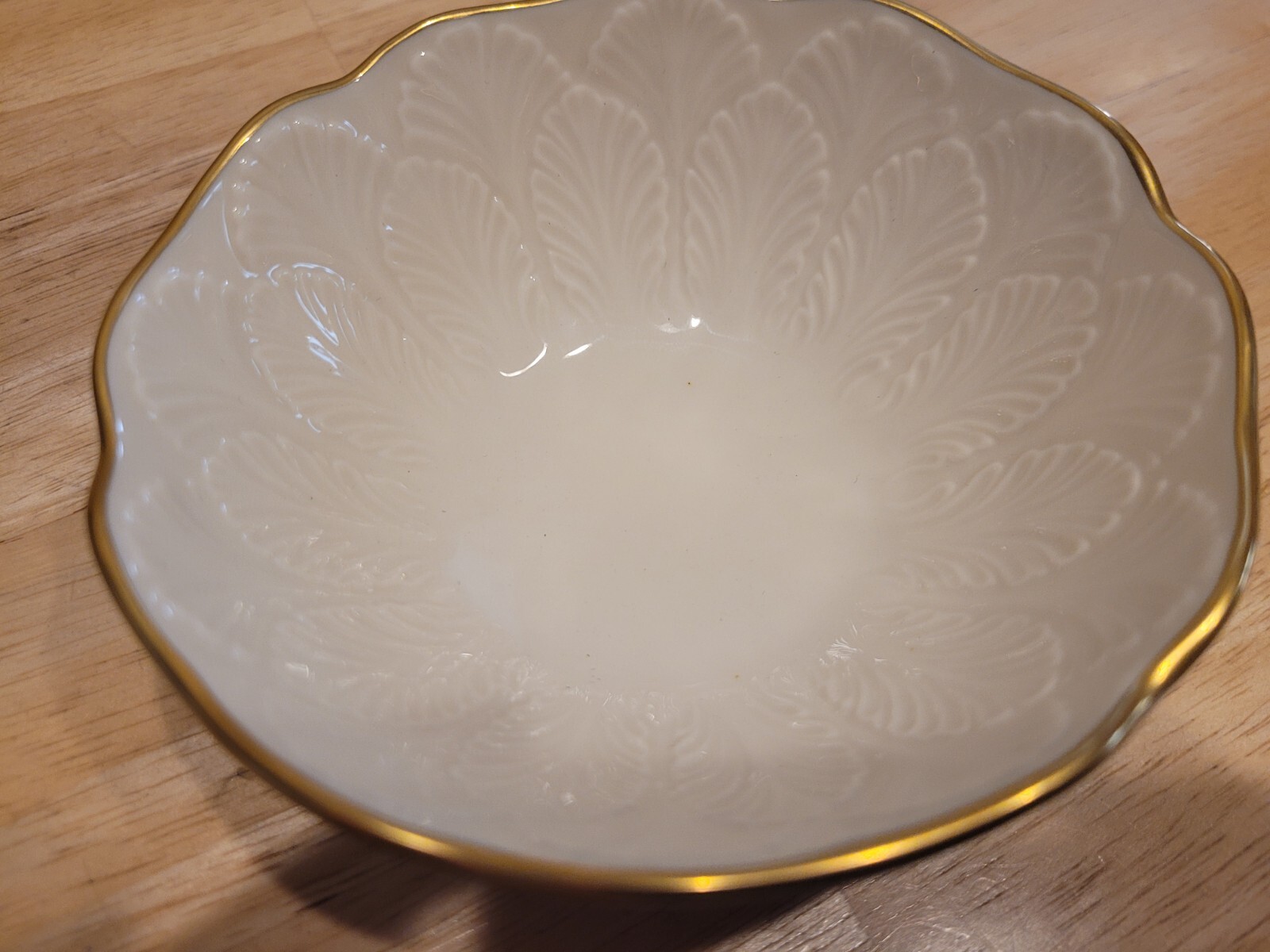 VINTAGE LENOX GREENFIELD SYLVAN SMALL BOWL DISH WITH GOLD RIM scalloped ...