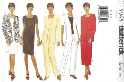 Butterick 5945 Princess Seam Jacket, Top, Dress, Skirt & Pants Sz 8-12 ...